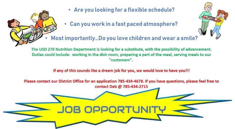 Plainville USD 270 - USD 270 Cafeteria Help Needed.